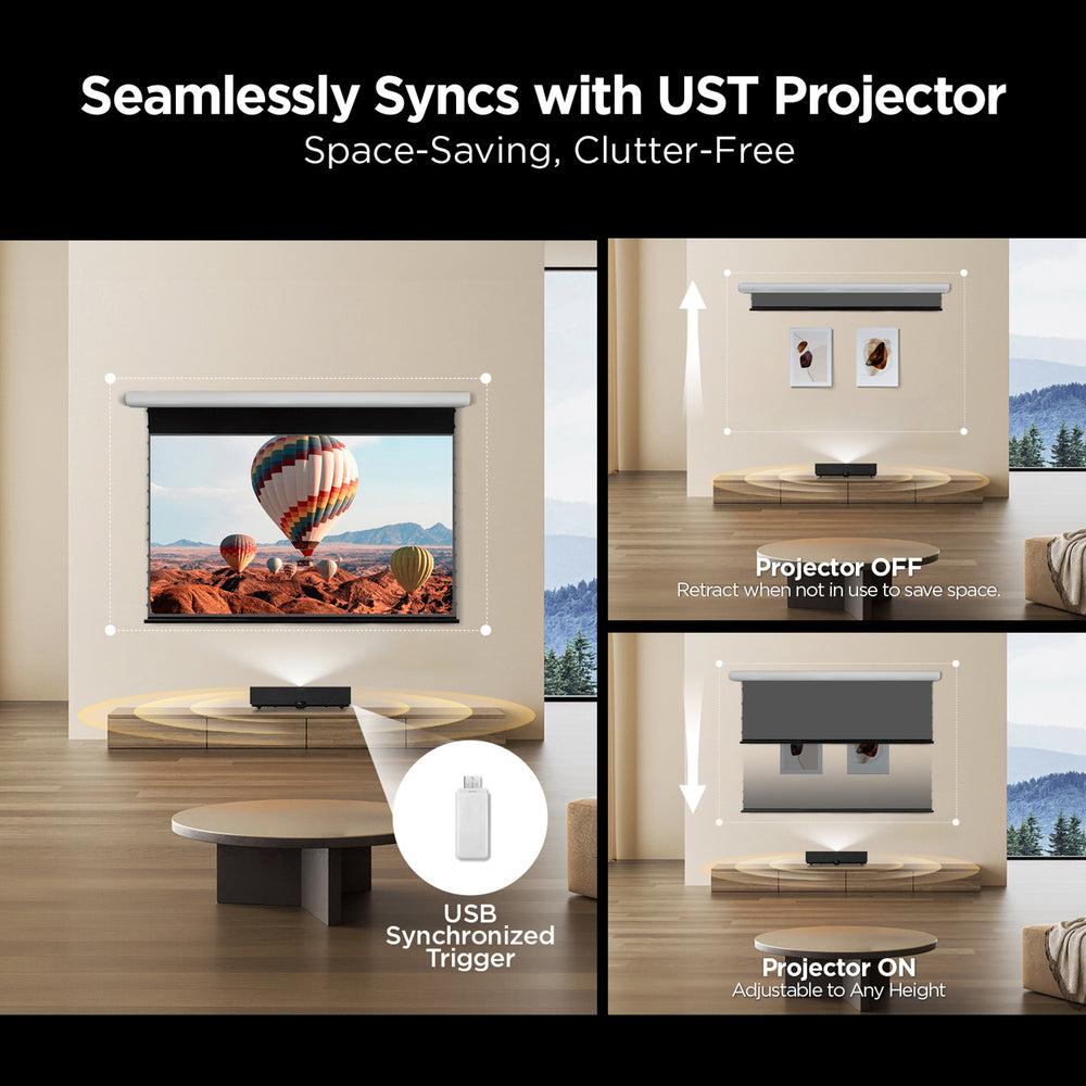 NothingProjector Black Serise Slimline Motorized Tension Drop Down ALR ...