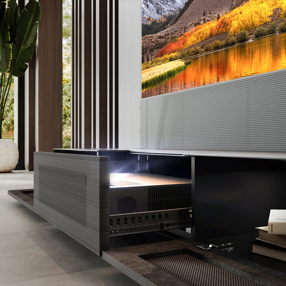 Movable Motorized UST TV Stand with Rising Screen | Shore RolaTV