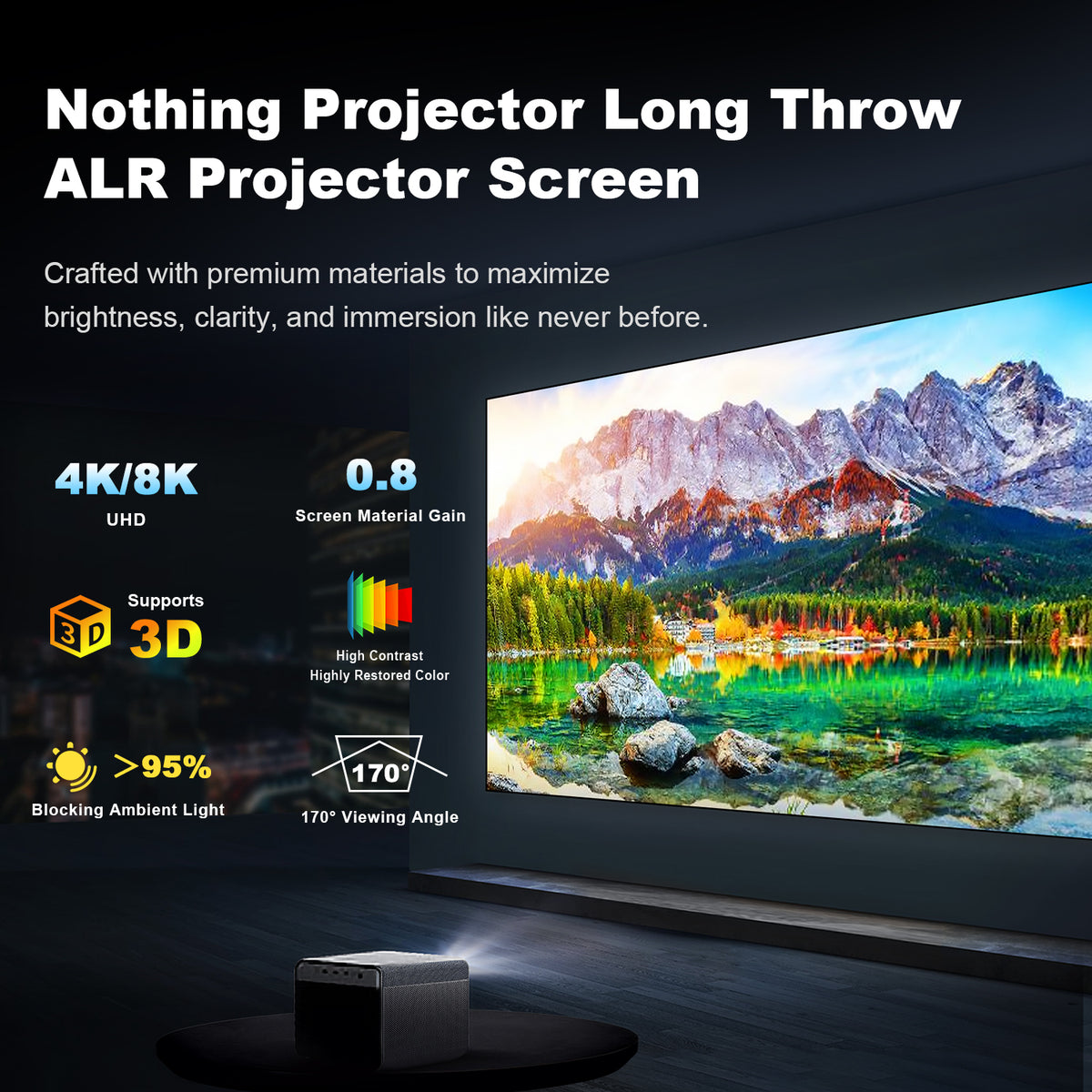 100"-130" NothingProjector Lenticular 4K ALR Projector Screen for Long