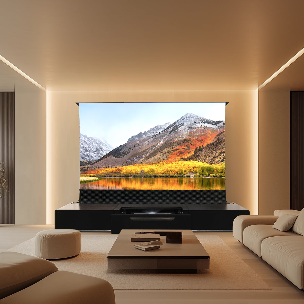 Shore Wood Grain TV Cabinet for Ultra Short Throw Projector (Pre-Assem