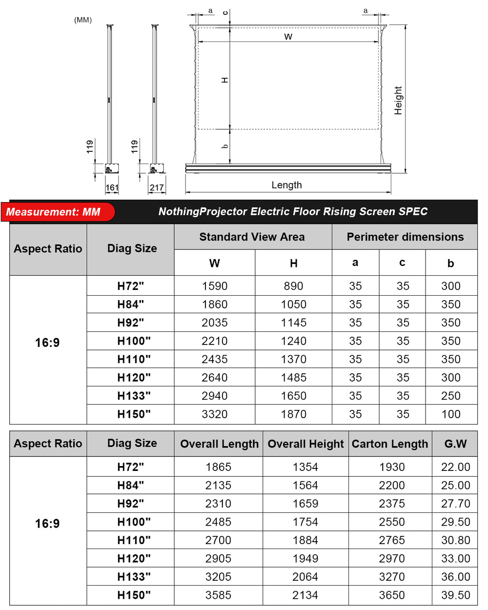 NothingProjector Motorized Floor Rising 120 inch ALR Screen For Ultra ...