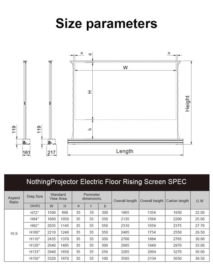 NothingProjector Motorized Floor Rising 120 inch ALR Screen For Ultra ...