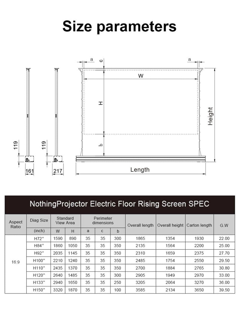 NothingProjector Motorized Floor Rising 120 inch ALR Screen For Ultra ...